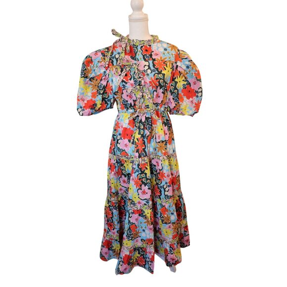 Celia B | Dresses | Celia B Floral Puff Sleeve Midi Dress With Ruffle ...